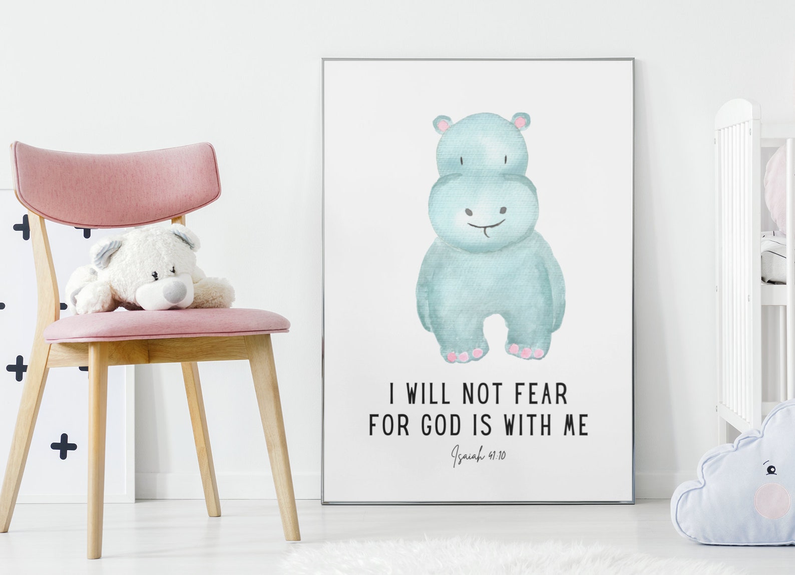 Kids Bible Verse Wall Art Watercolor Animals Christian - Etsy