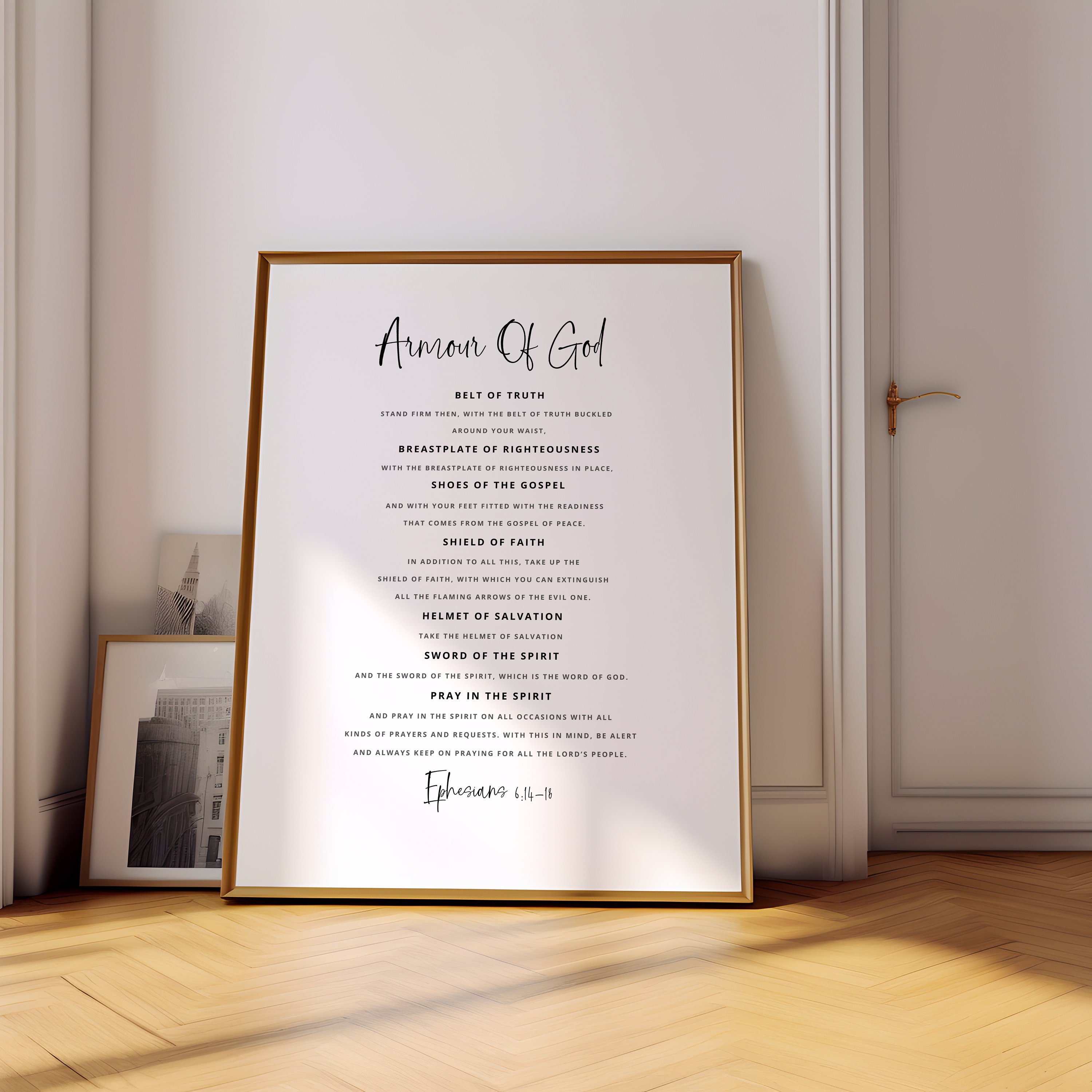 Armour of God british Spelling Bible Verse Wall Art Ephesians 6:14-18 ...