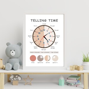 Educational Time Poster Kids Learning Printable Neutral Playroom Decor ...