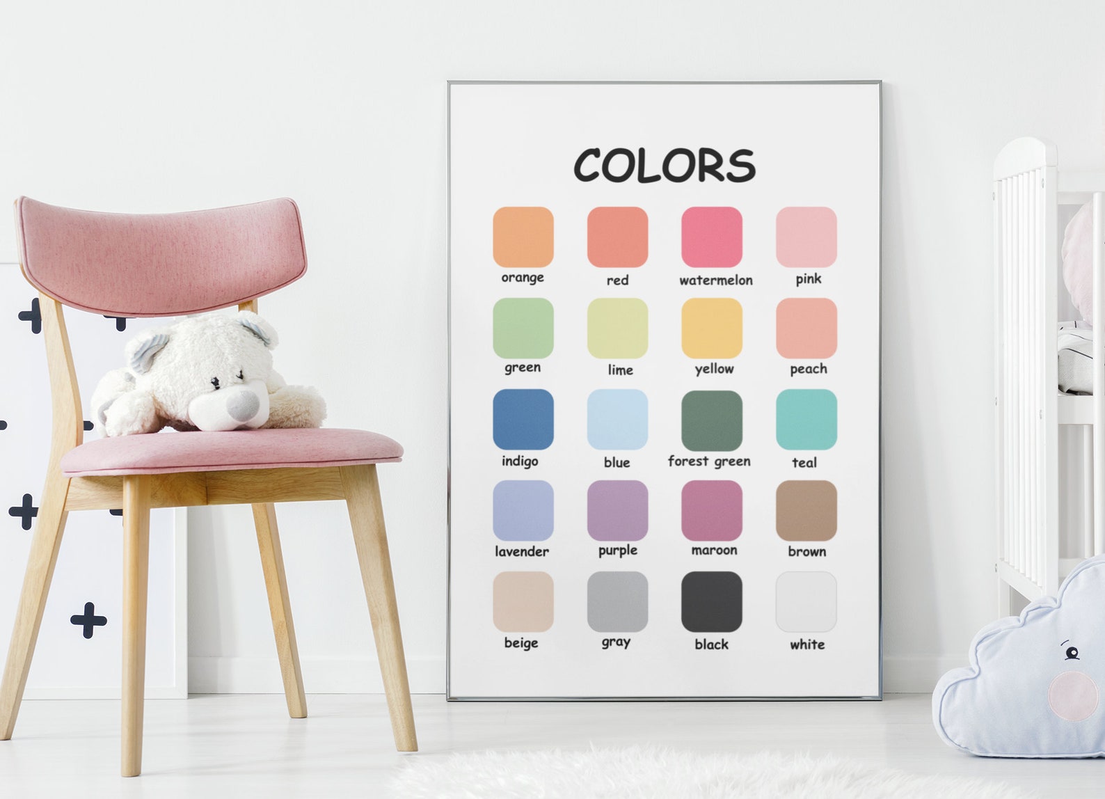 Vibrant Colors Educational Poster, Montessori Style Classroom Decor ...