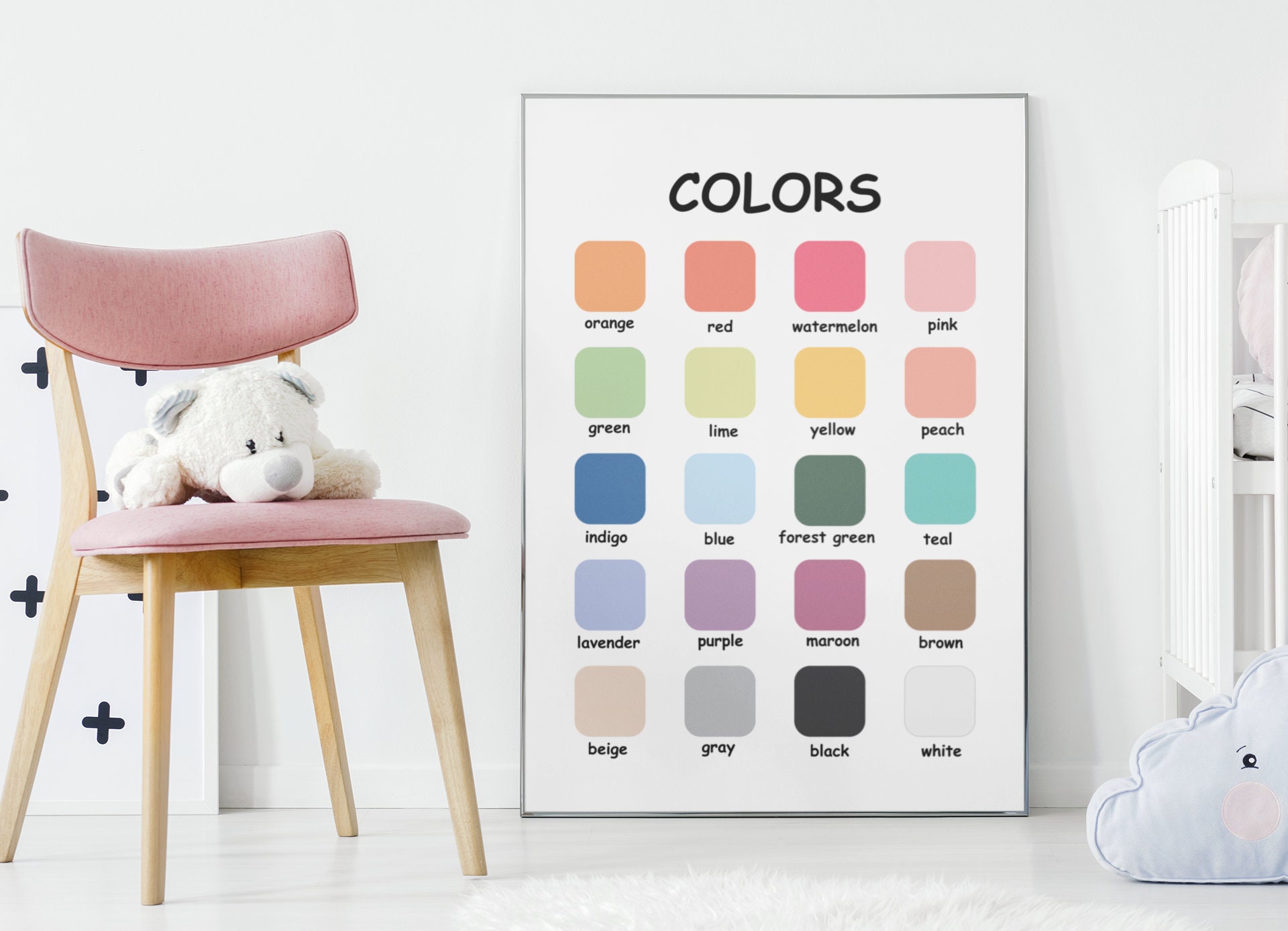 Vibrant Colors Educational Poster, Montessori Style Classroom Decor ...