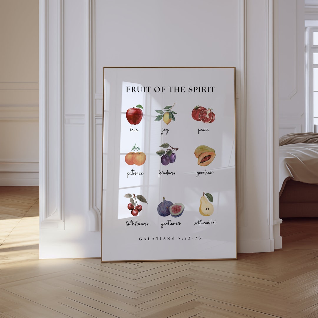 Fruit of the Spirit Scripture Art: Vintage Christian Home Decor ...