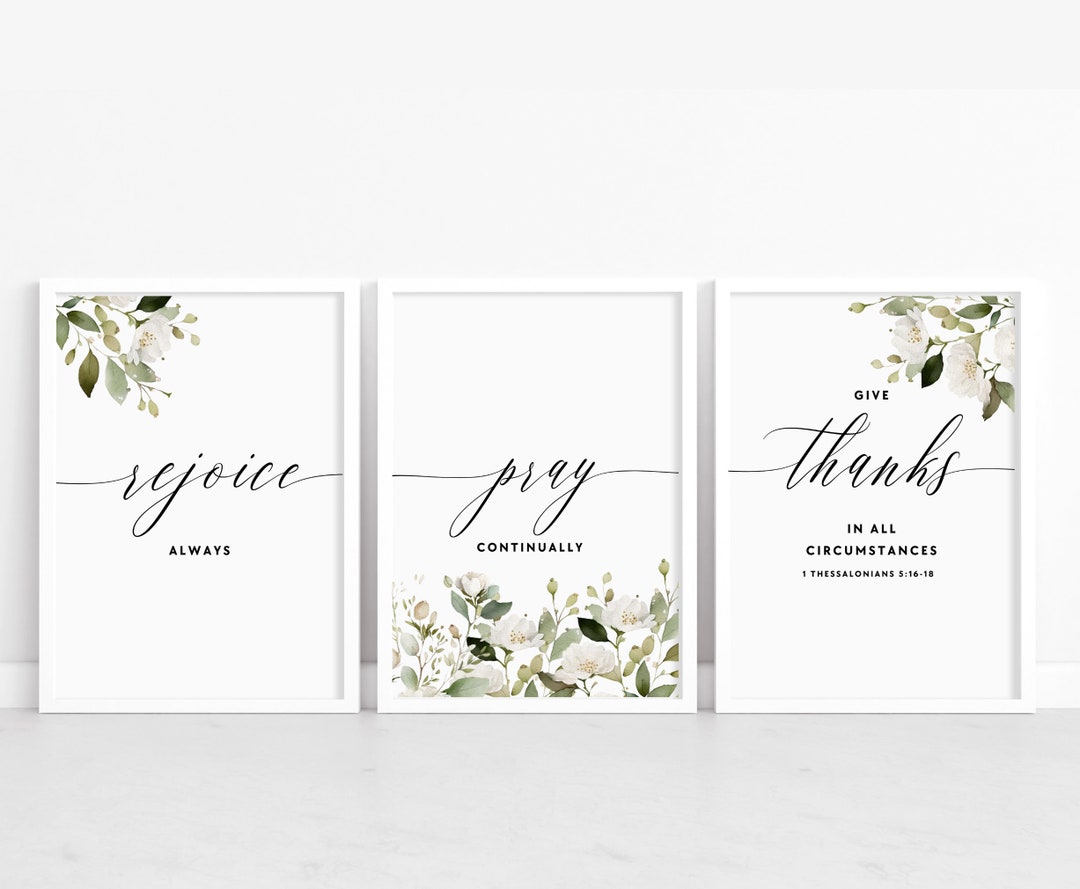 1 Thessalonians 5:16-18 Bible Verse Print Botanical Scripture Wall Art ...
