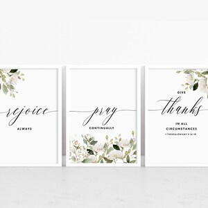 1 Thessalonians 5:16-18 Bible Verse Print Botanical Scripture Wall Art ...