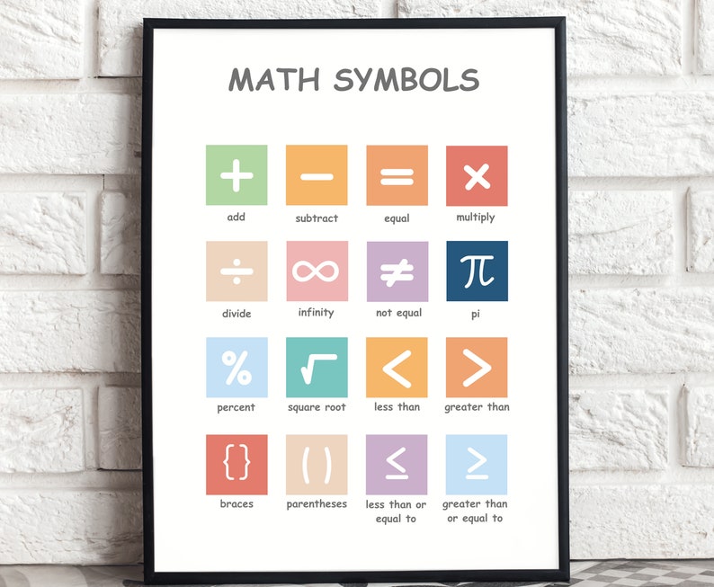 Montessori Playroom Wall Art With Mathematical Symbols Educational Math ...