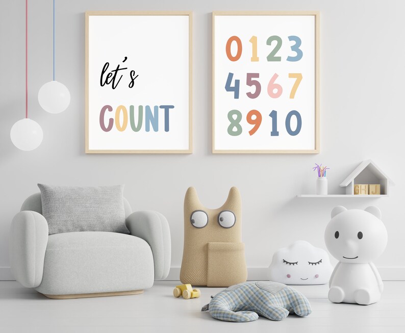 Preschool Learning Poster Classroom Wall Art Print Educational Counting ...