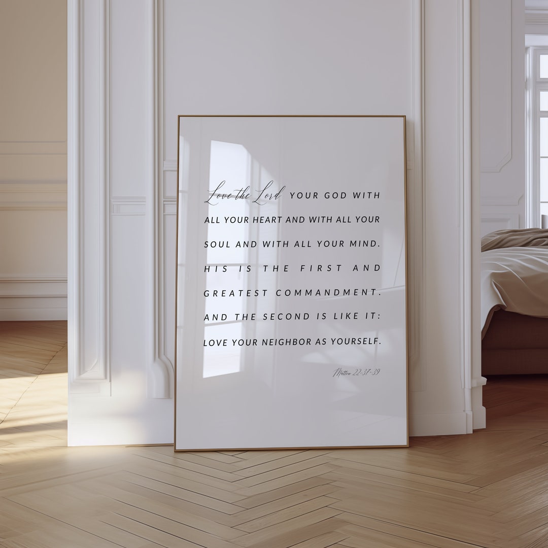 Matthew 22 37-39 Wall Art Modern Christian Scripture Decor Church Decor ...