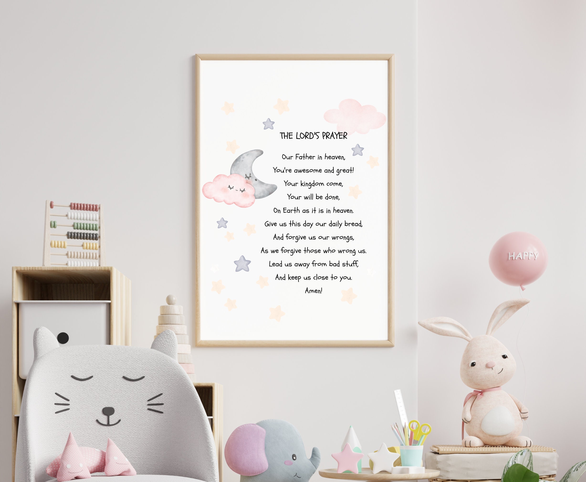 The Lords Prayer for Kids, Printable Wall Art for Church Sunday School ...