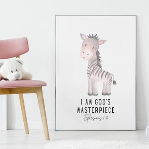 Kids Bible Verse Wall Art Watercolor Animals Christian - Etsy