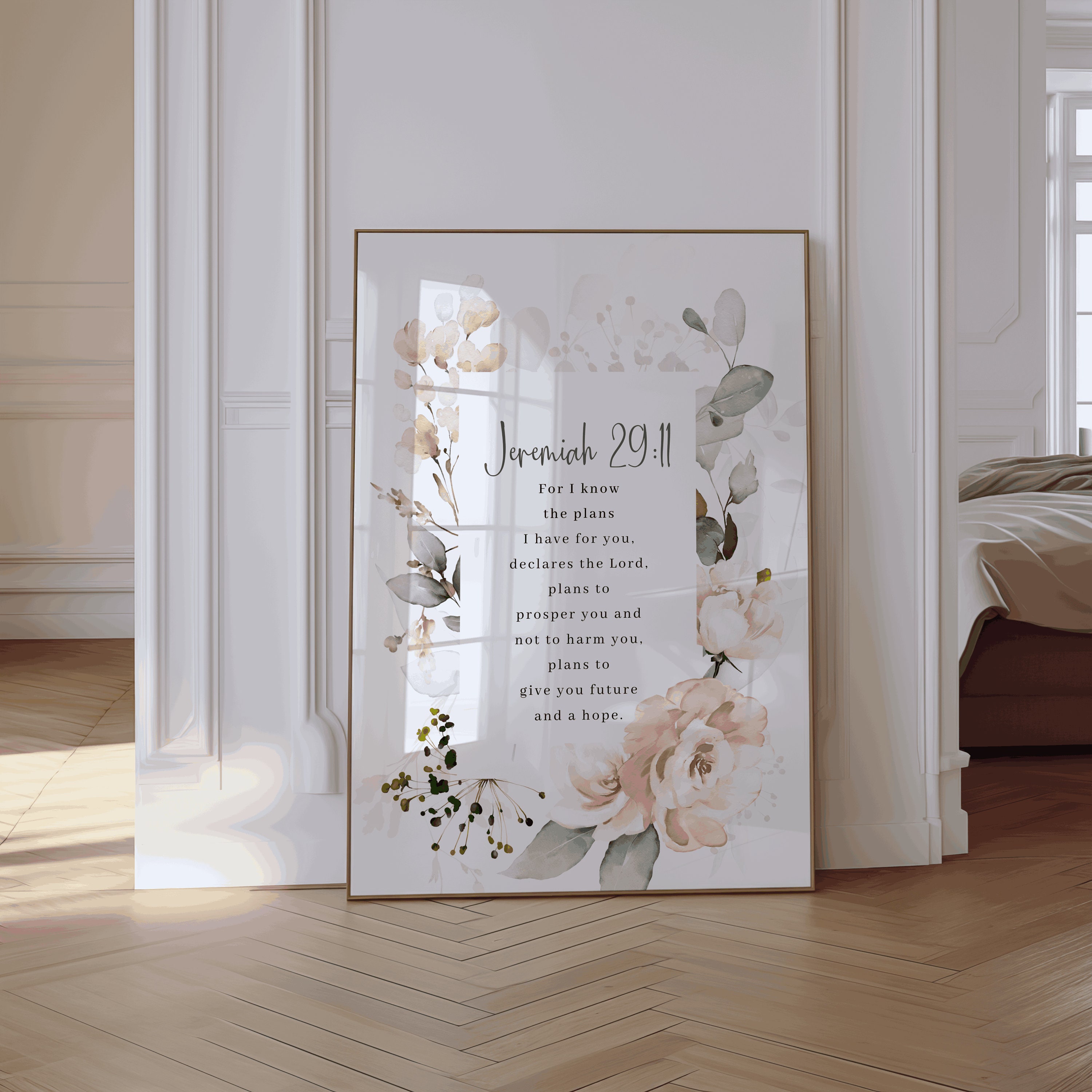 Blossoms of Faith Jeremiah 29:11 Floral Scripture Art Inspirational ...