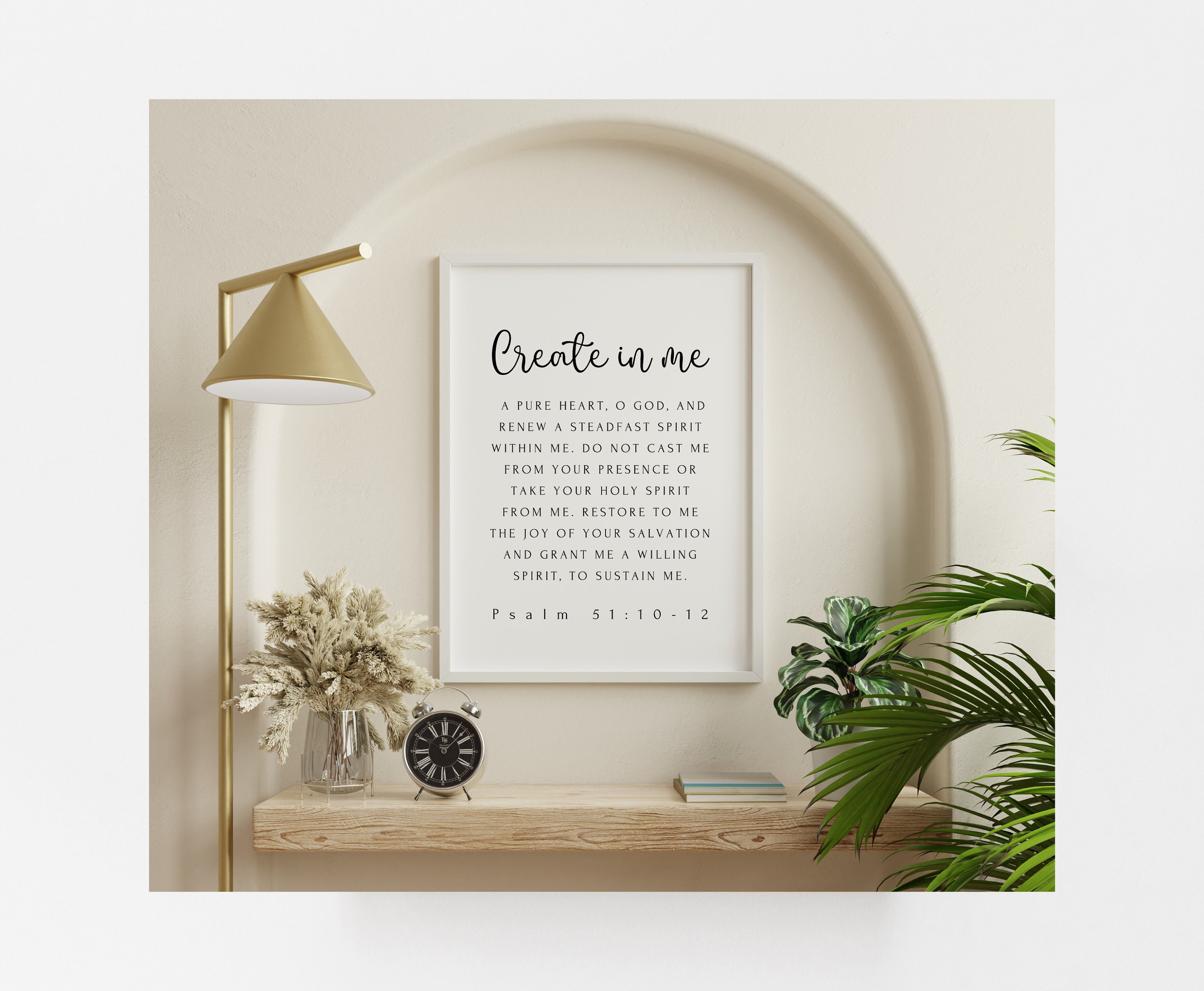 Psalm 51:10 Bible Verse Wall Art - Clean Heart Scripture Print ...