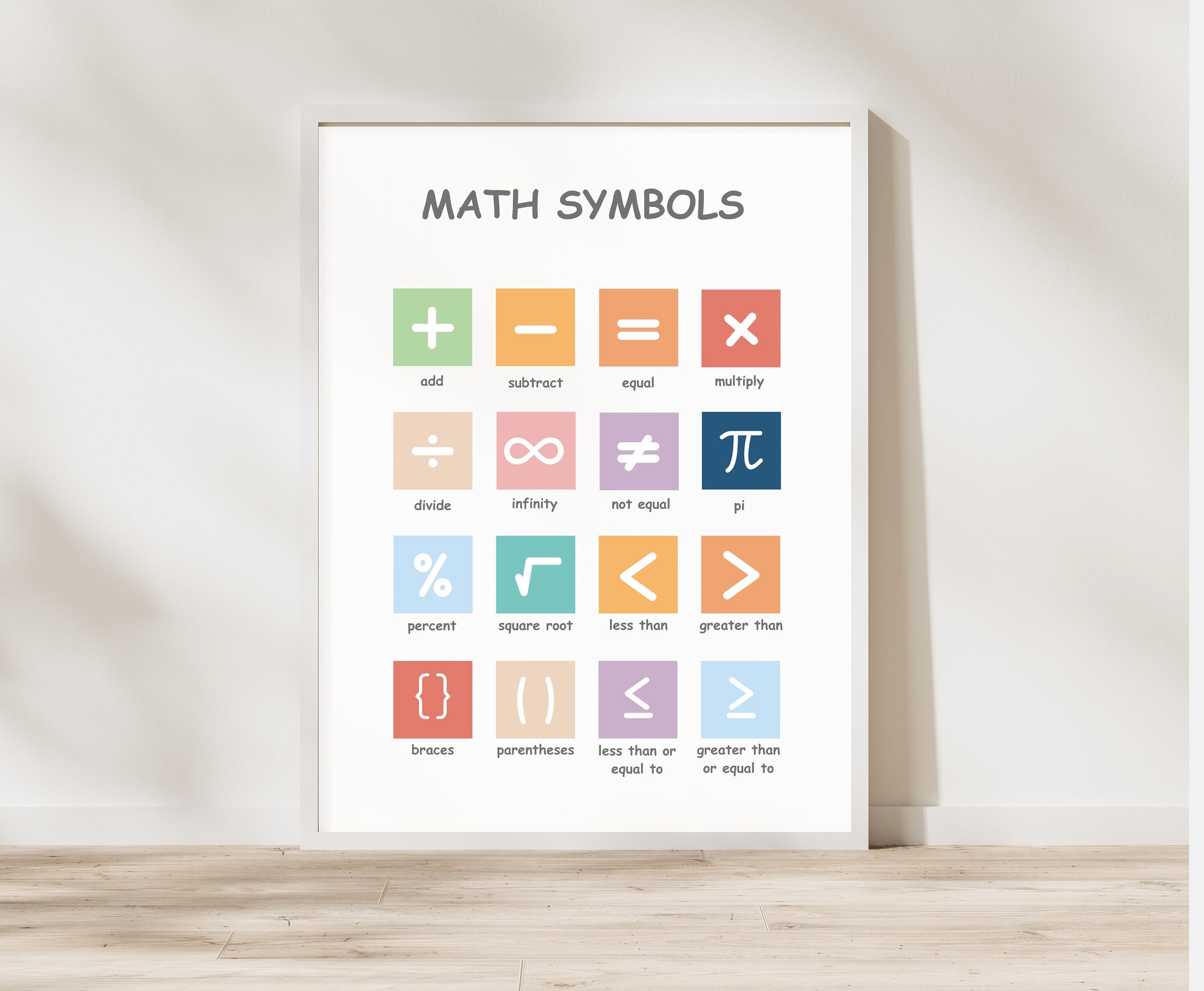 Montessori Playroom Wall Art With Mathematical Symbols Educational Math ...