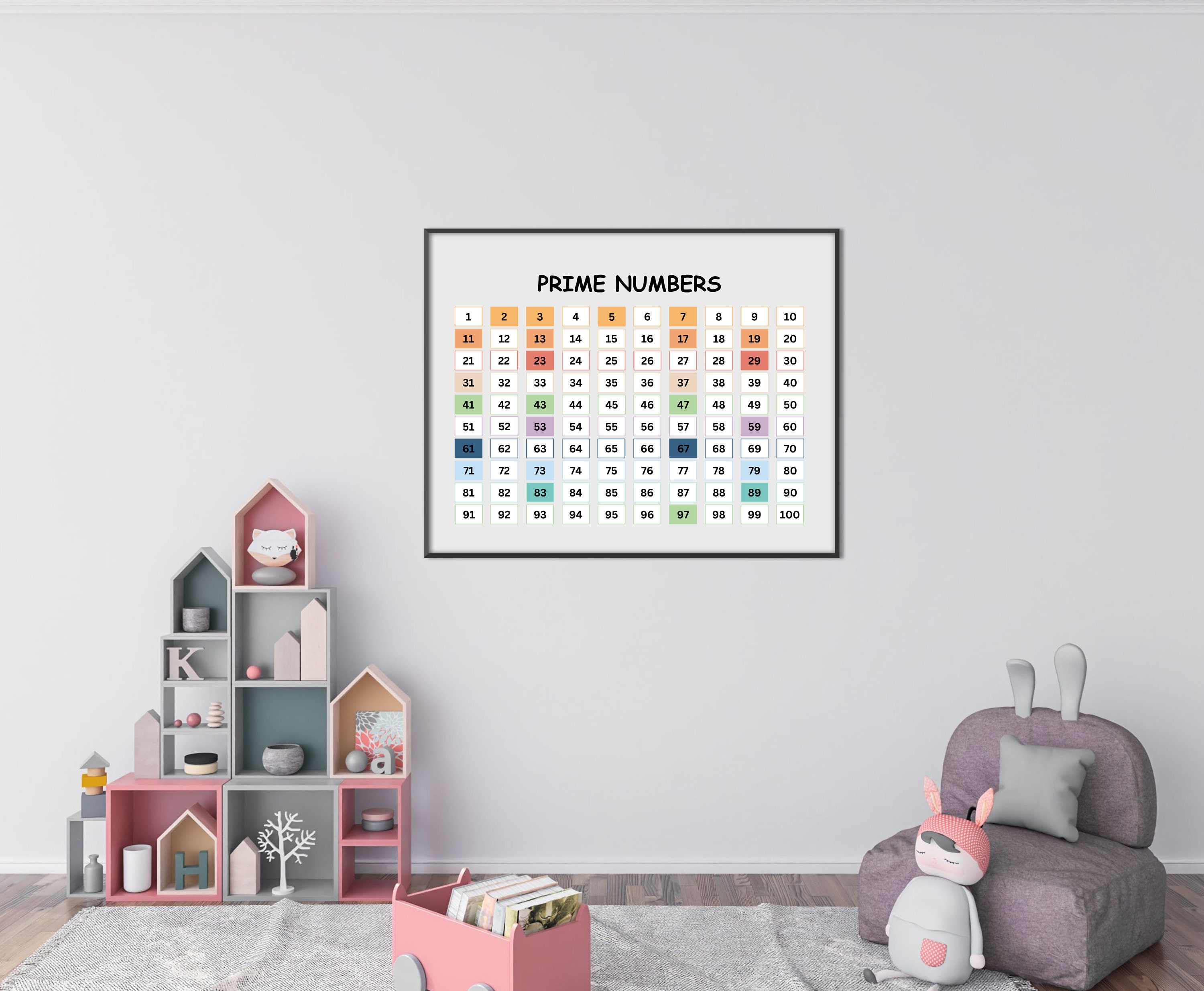 Prime Number Chart 1 to 100 Printable Educational Math Poster ...