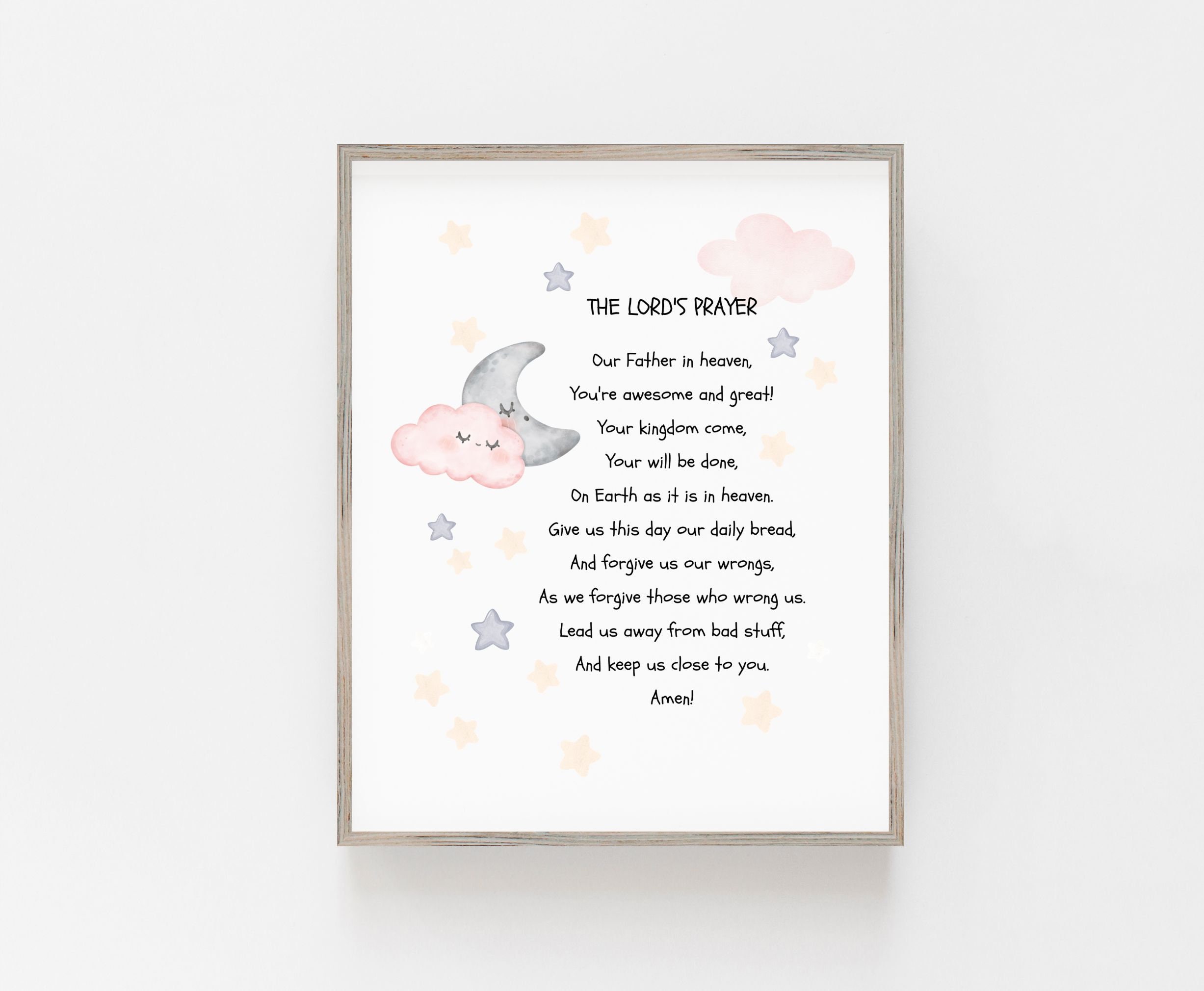 The Lords Prayer for Kids, Printable Wall Art for Church Sunday School ...