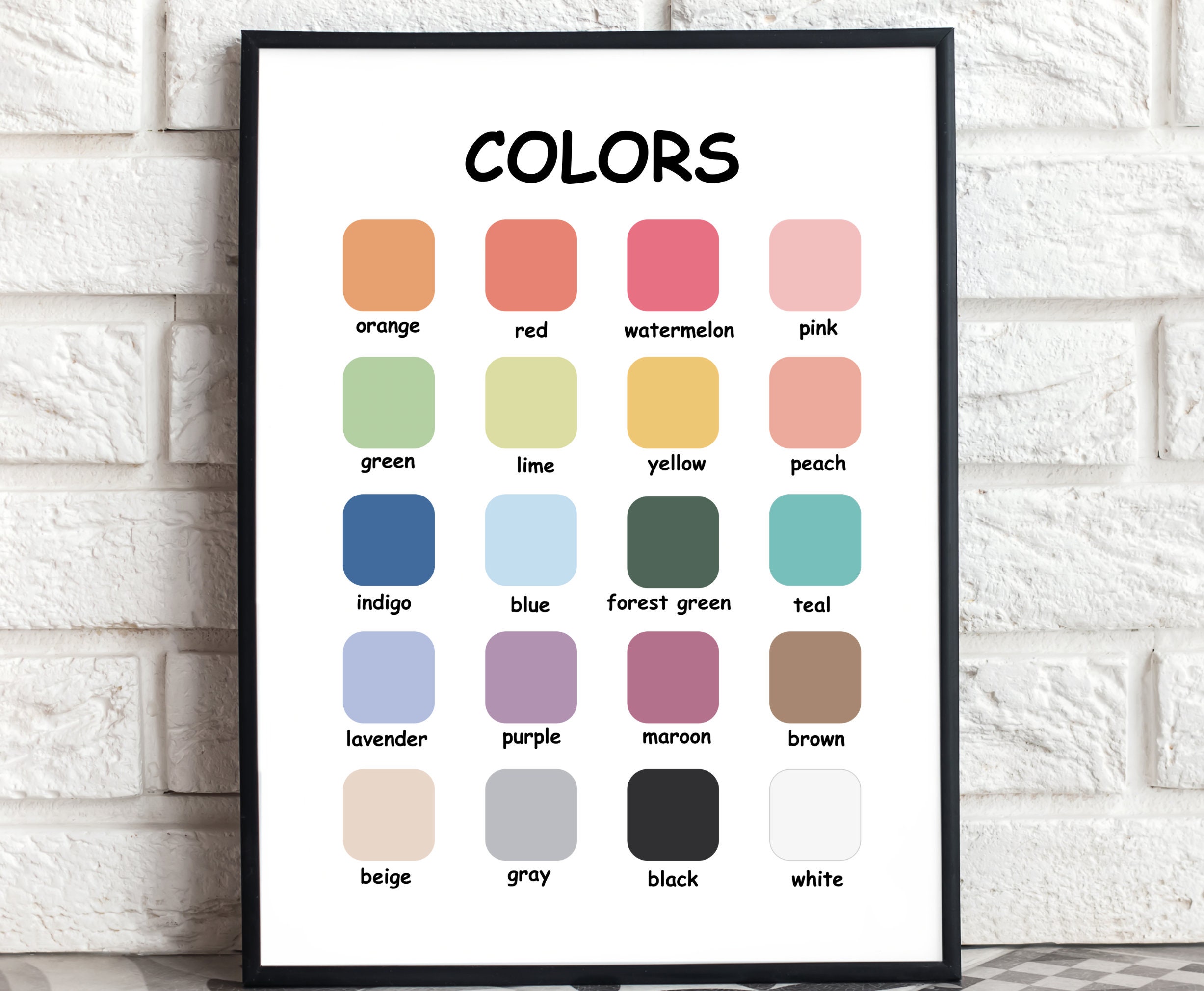 Vibrant Colors Educational Poster, Montessori Style Classroom Decor ...