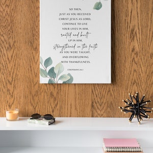 Modern Minimalist Scripture Bible Verse Wall Art, Colossians 2:6-7 ...