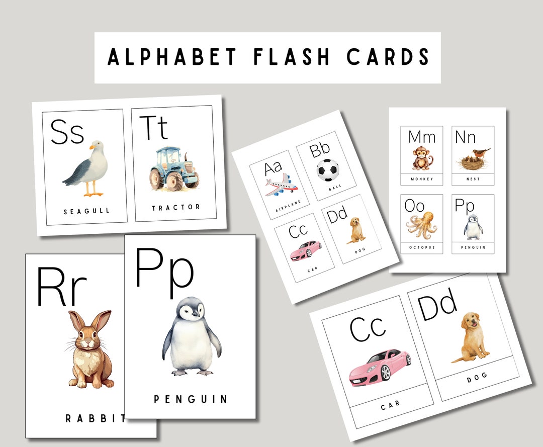 Alphabet Flash Cards, Printable Phonetic Alphabet Montessori Cards ...