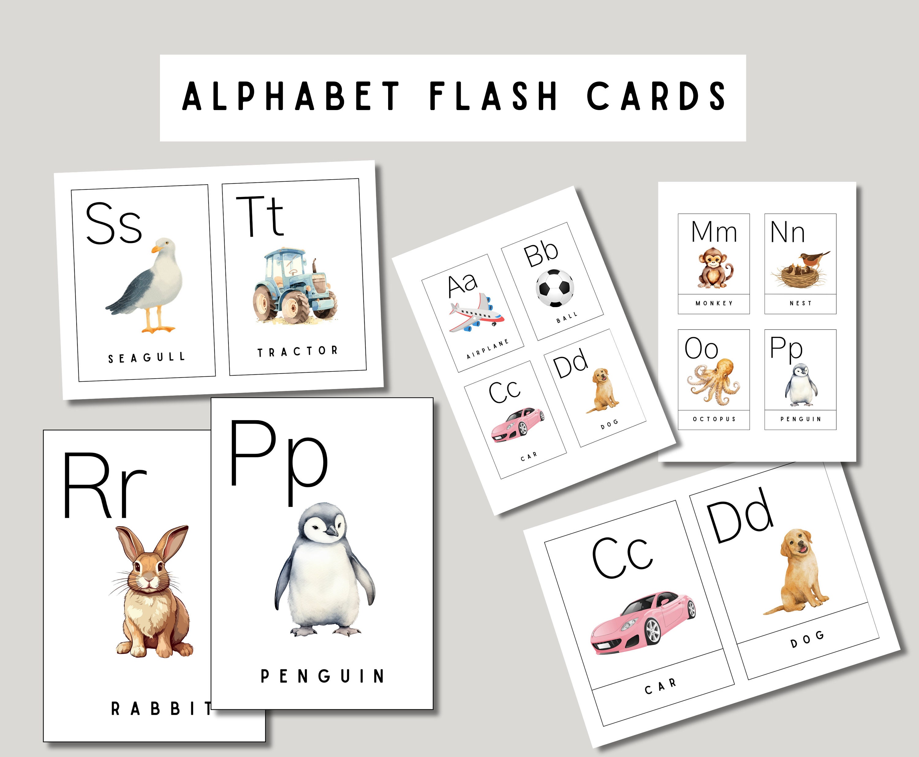 Alphabet Flash Cards, Printable Phonetic Alphabet Montessori Cards ...