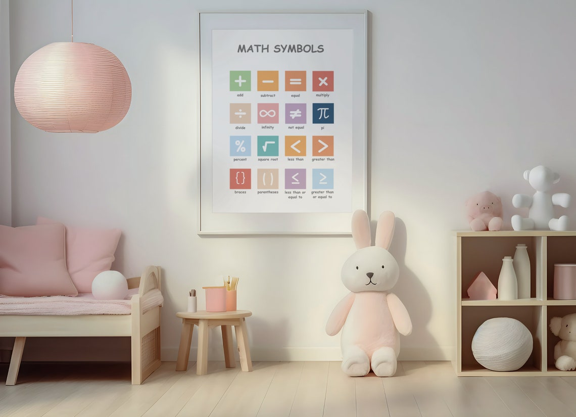 Montessori Playroom Wall Art With Mathematical Symbols Educational Math ...