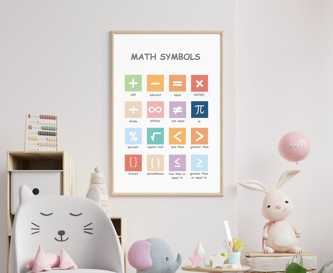 Montessori Playroom Wall Art With Mathematical Symbols Educational Math ...