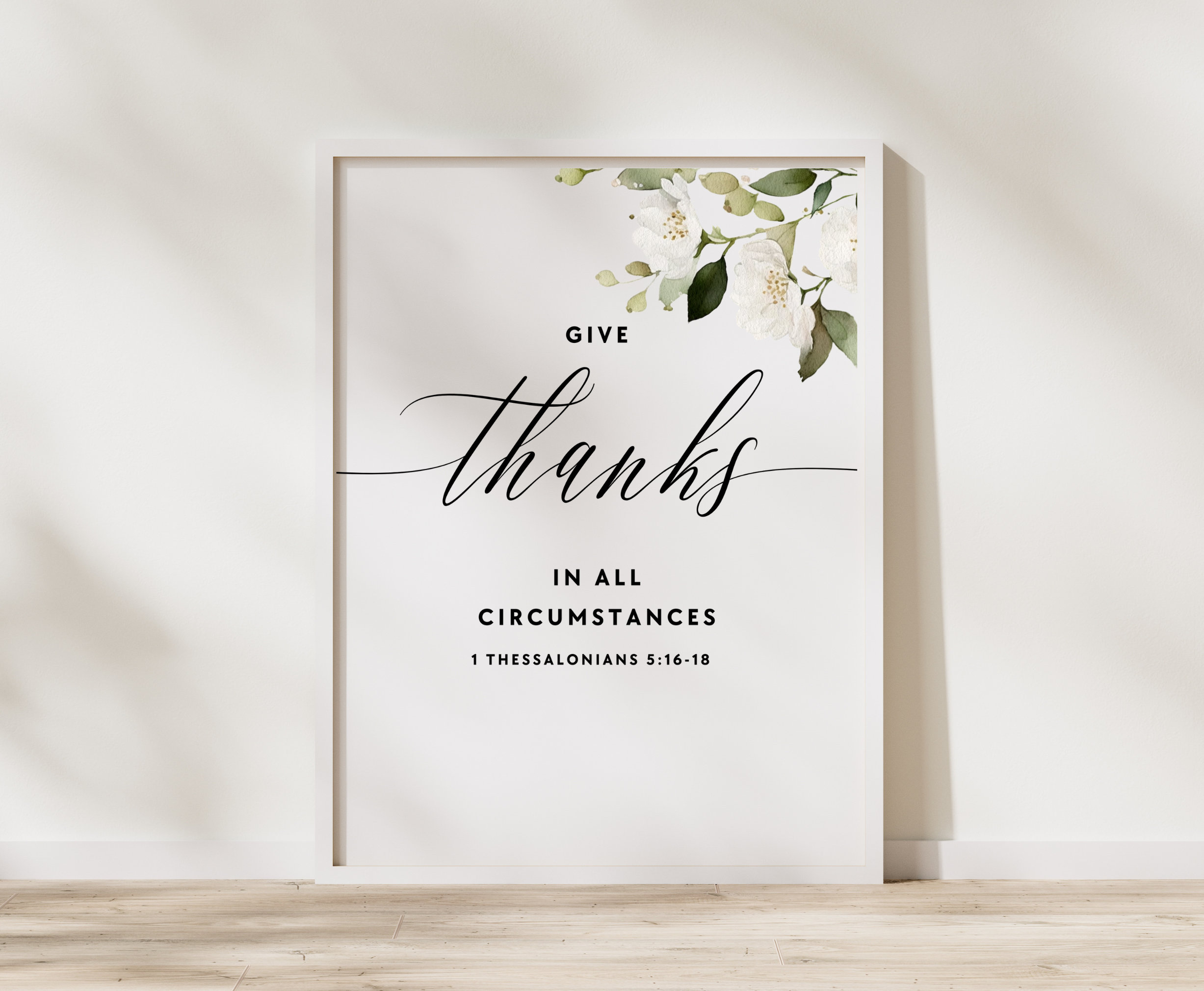 1 Thessalonians 5:16-18 Bible Verse Print Botanical Scripture Wall Art ...