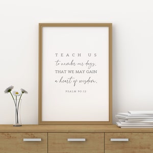 Psalm 90:12 Bible Verse Wall Art, Christian Scripture Sign, Printable ...
