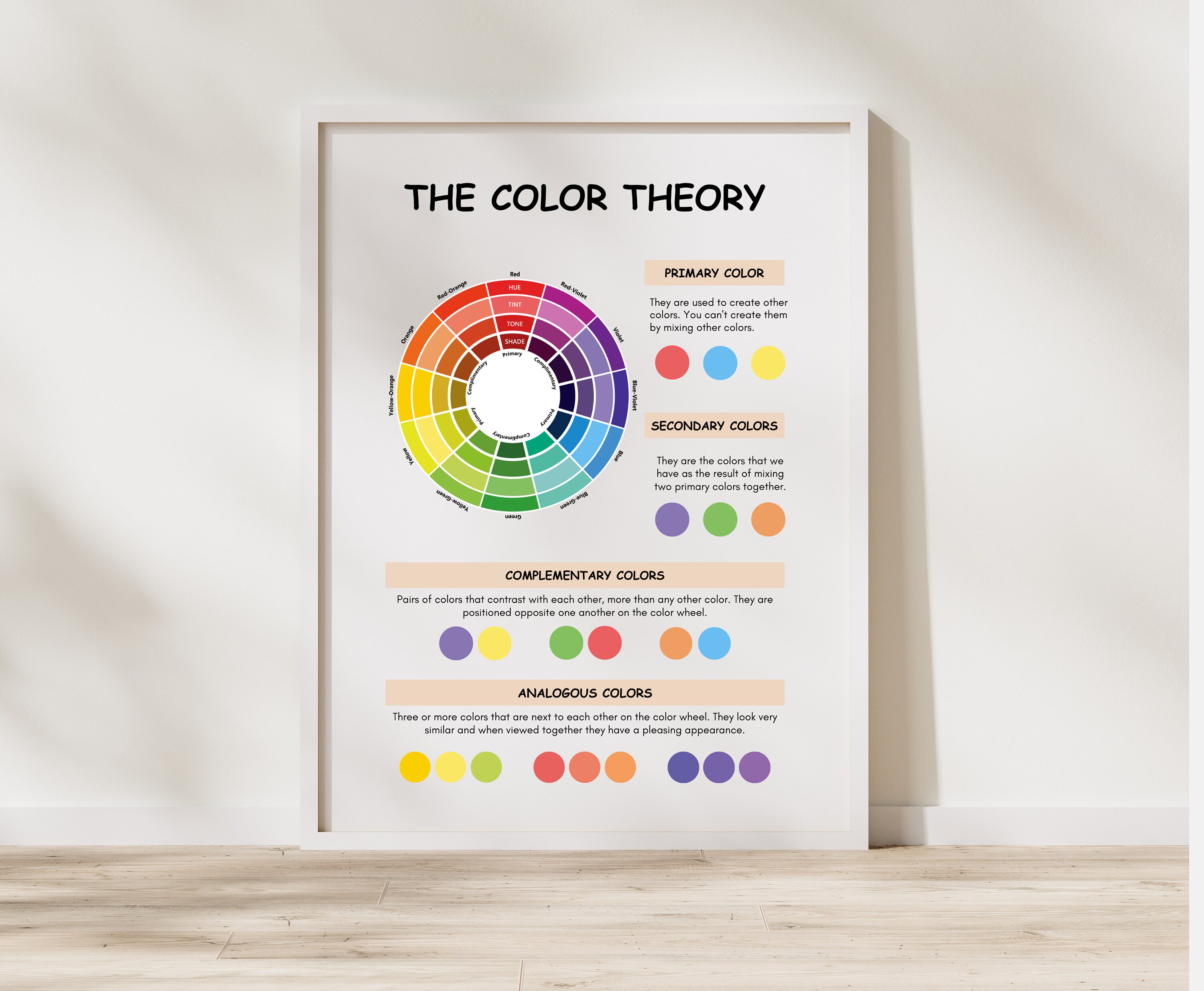 Color Theory Wall Art Printable Educational Color Wheel Art Print ...