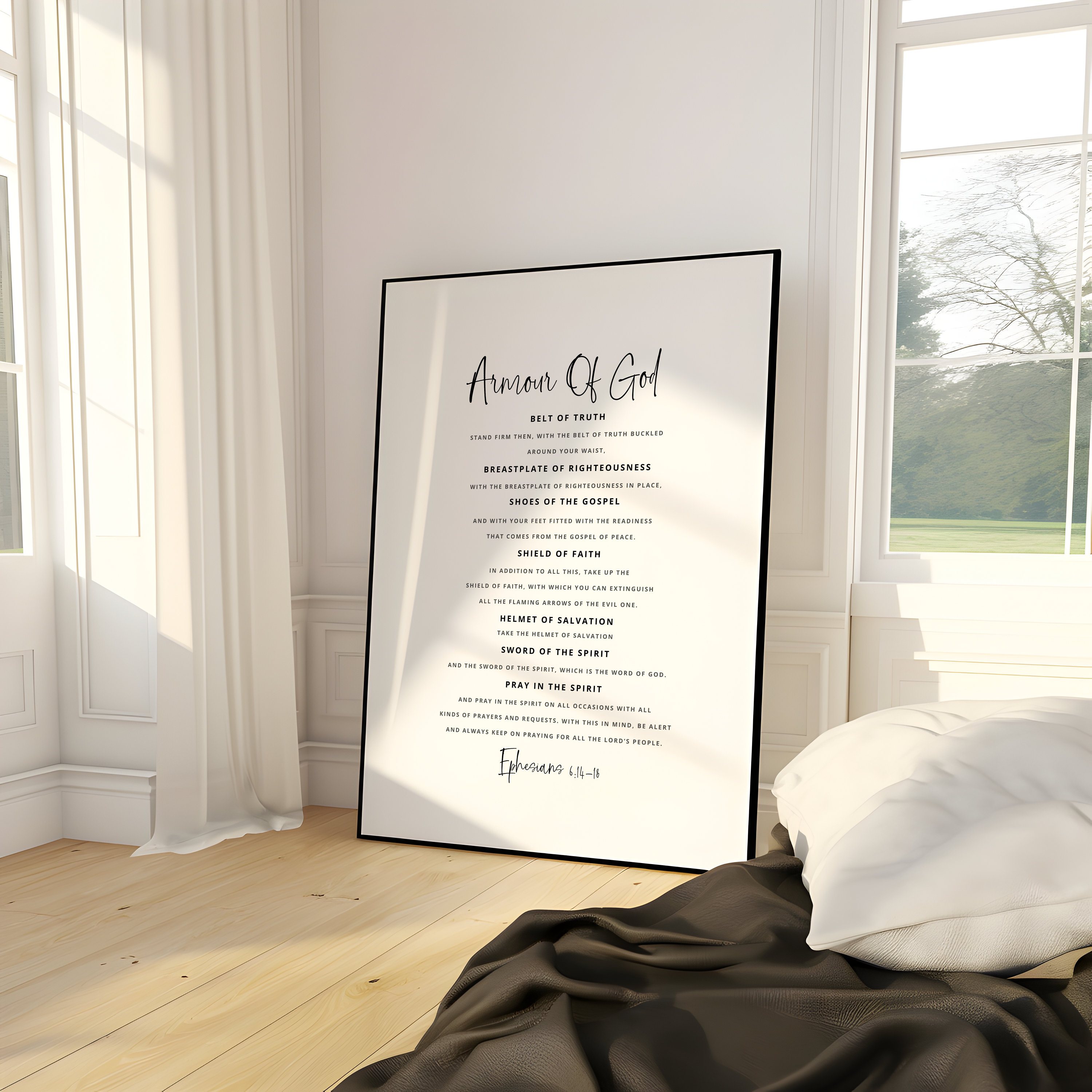 Armour of God british Spelling Bible Verse Wall Art Ephesians 6:14-18 ...