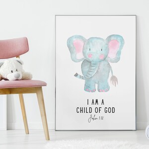 Kids Bible Verse Wall Art Watercolor Animals Christian - Etsy