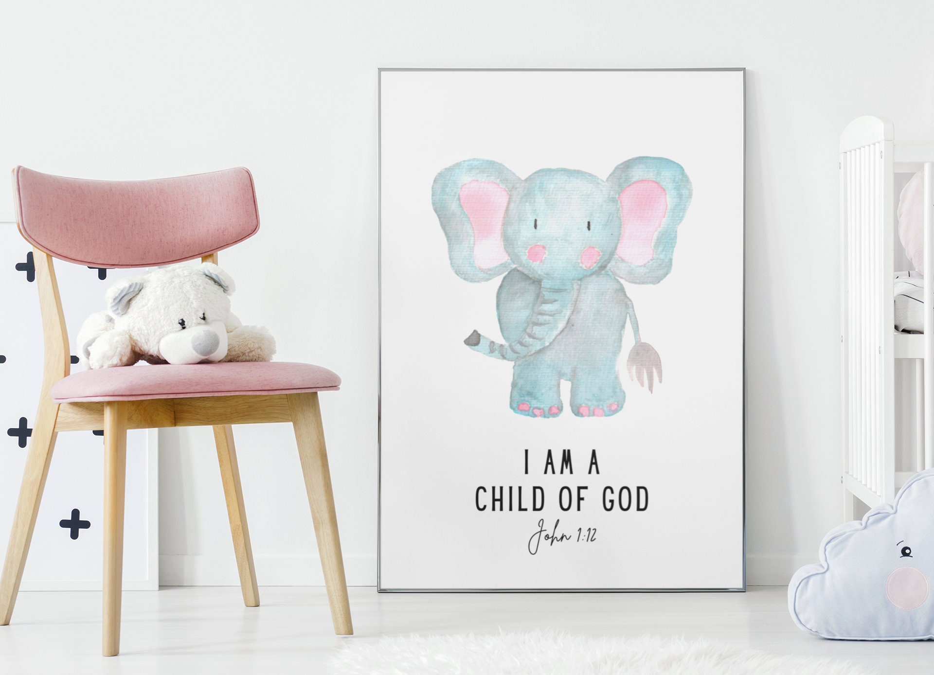 Kids Bible Verse Wall Art Watercolor Animals Christian - Etsy