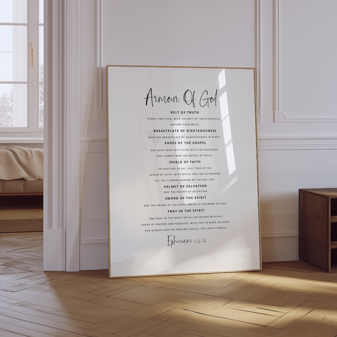 Armour of God (british Spelling) Bible Verse Wall Art - Ephesians 6:14 ...