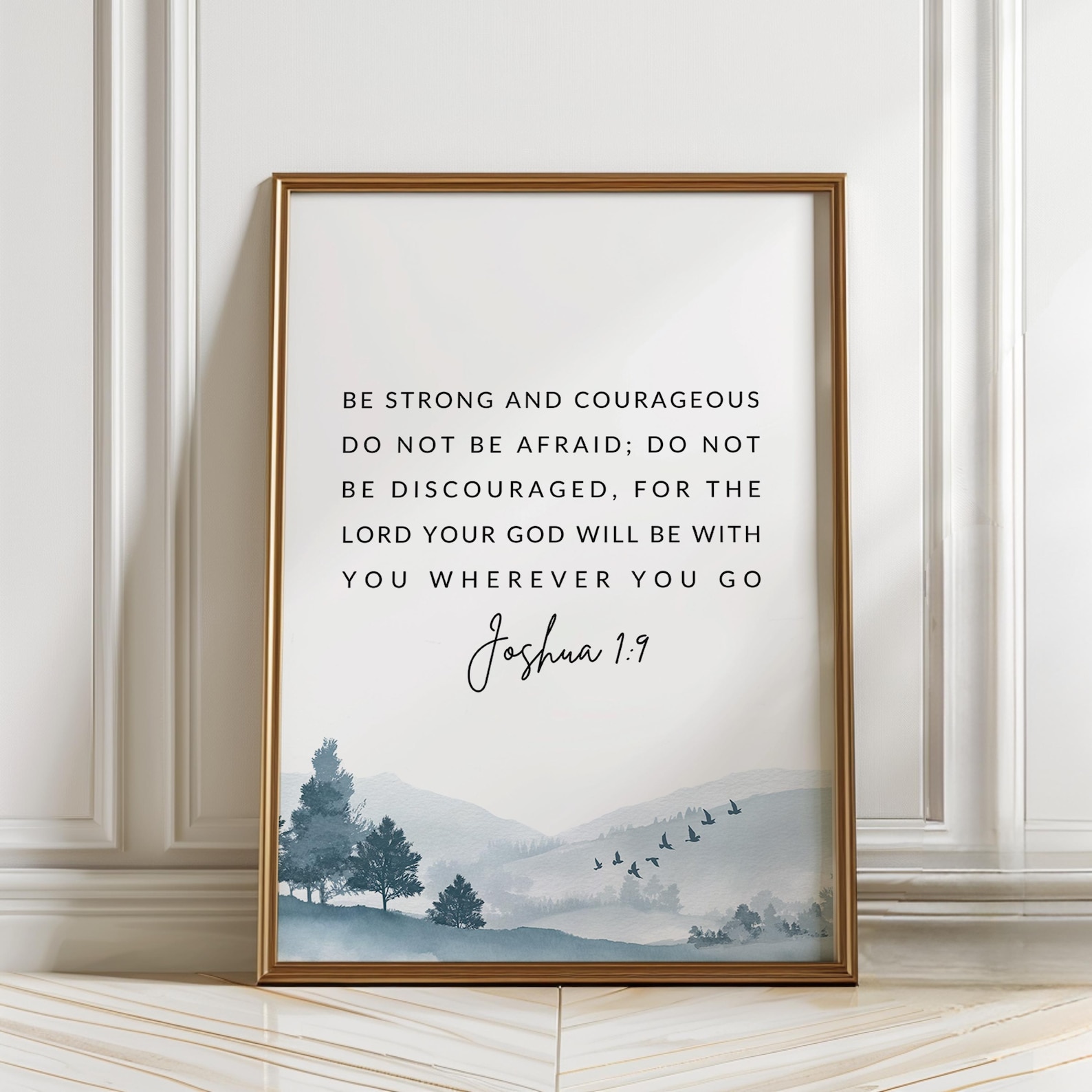 Bible Verse Wall Art Print Joshua 1:9 Be Strong and Courageous ...