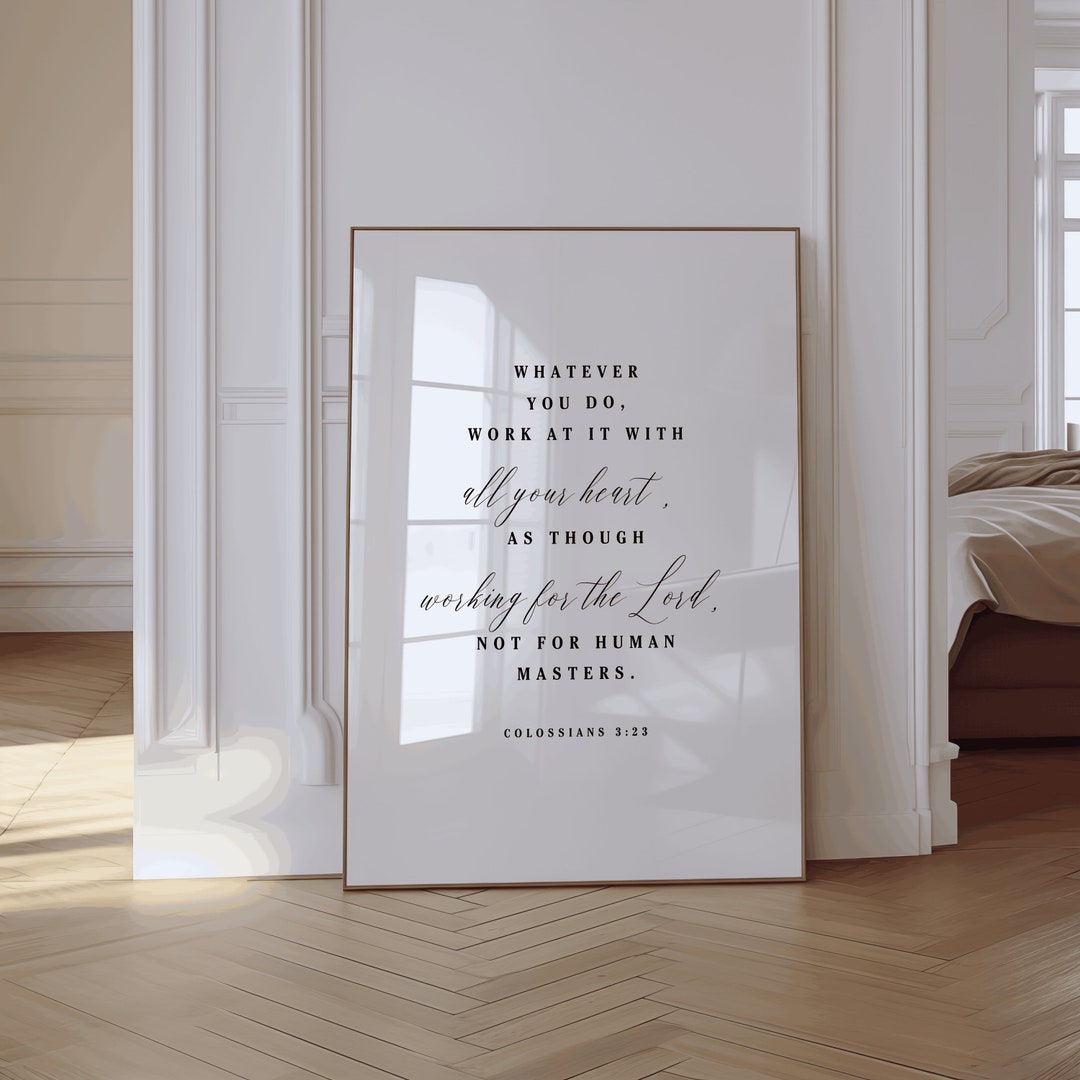 Colossians 3:23 Bible Verse Wall Art Print Scripture Printable Nursery ...