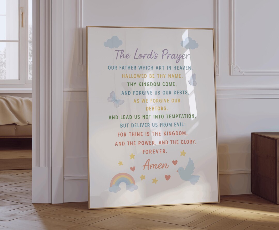 The Lord’s Prayer for Kids – Christian Wall Art, Pastel Rainbow Bible ...