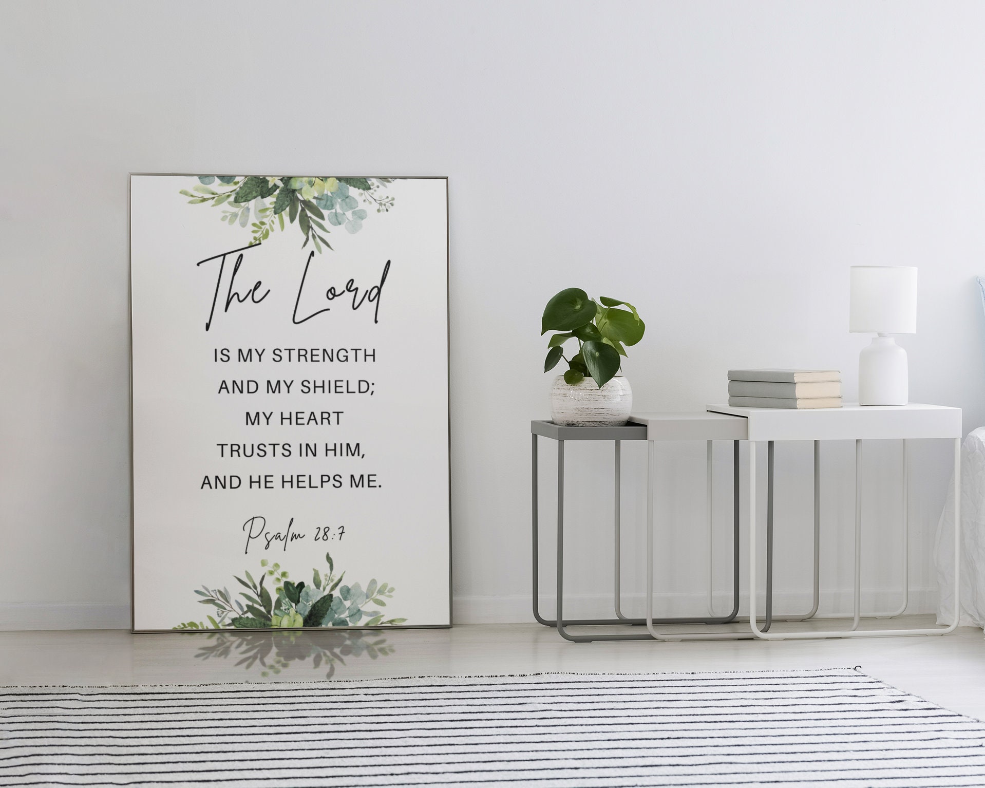 Psalm 28:7 Strength & Shield Bible Verse Printable Modern Wall Art for ...