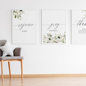 1 Thessalonians 5:16-18 Bible Verse Print Botanical Scripture Wall Art ...