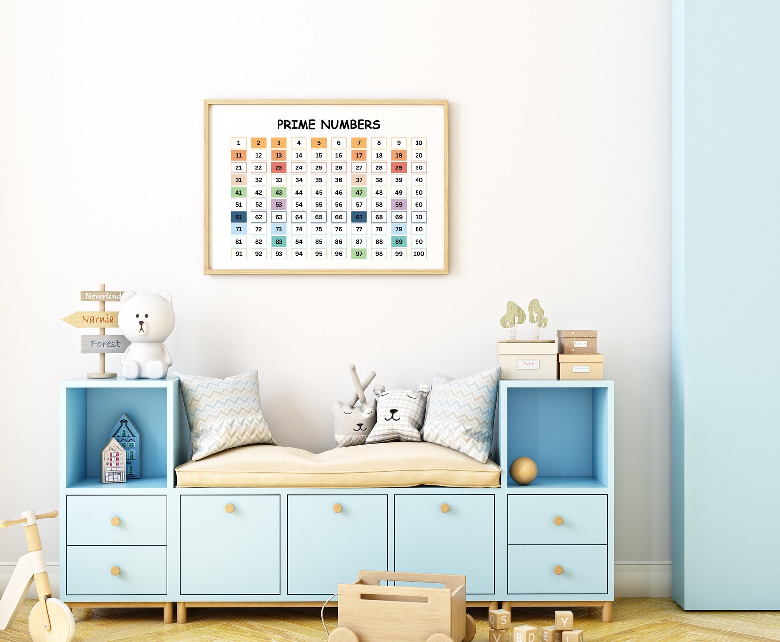 Prime Number Chart 1 to 100 Printable Educational Math Poster ...