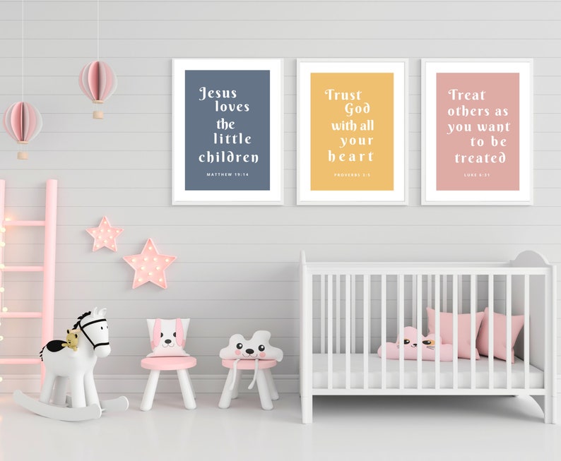Kids Bible Verse Scripture Poster Wall Art, Church Sunday School ...