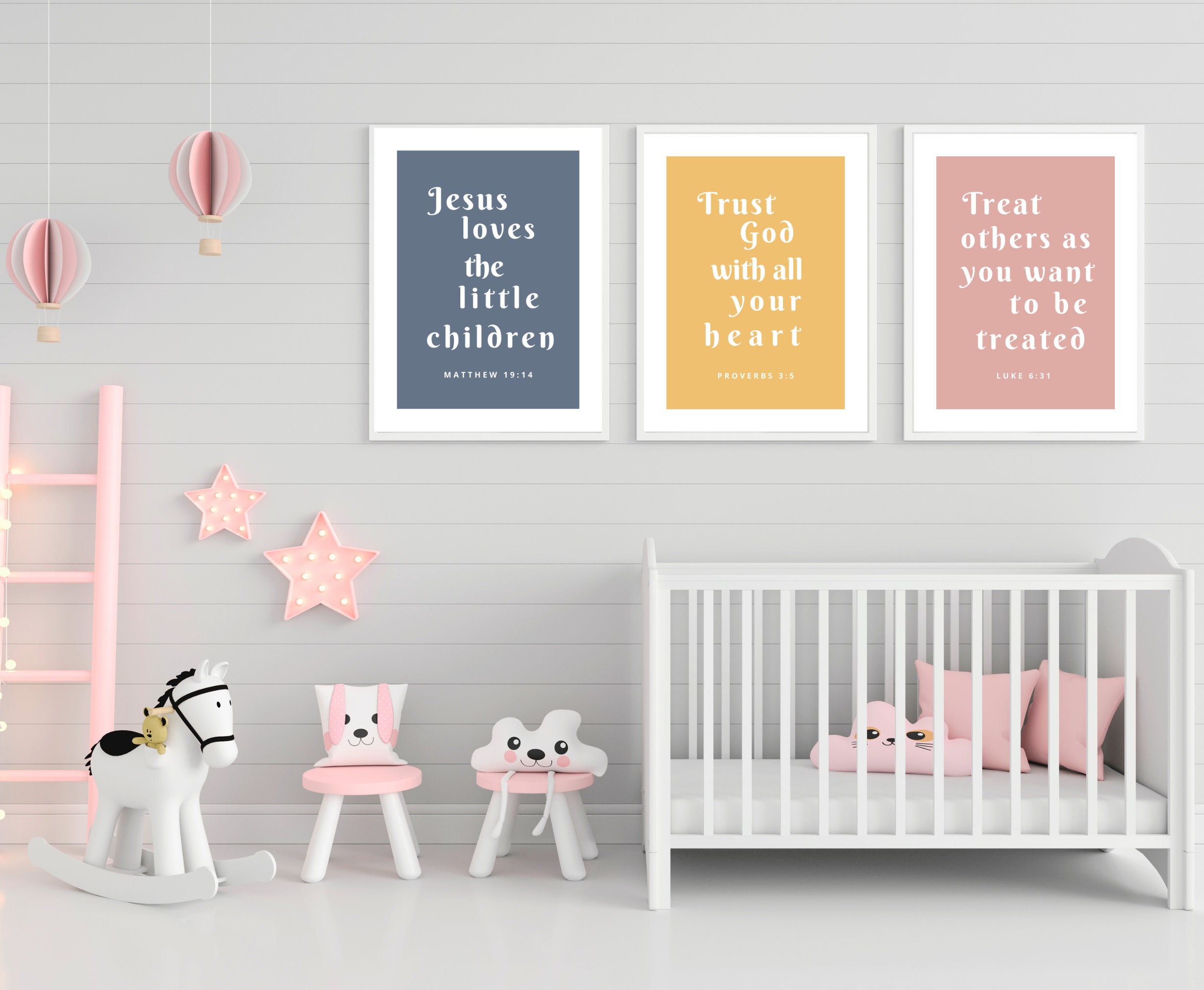 Kids Bible Verse Scripture Poster Wall Art, Church Sunday School ...