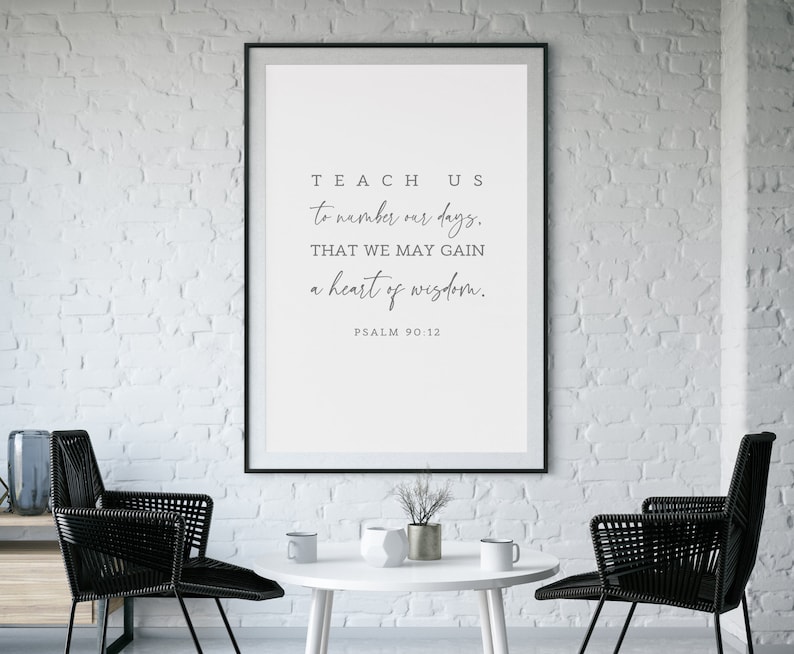 Psalm 90:12 Bible Verse Wall Art, Christian Scripture Sign, Printable ...