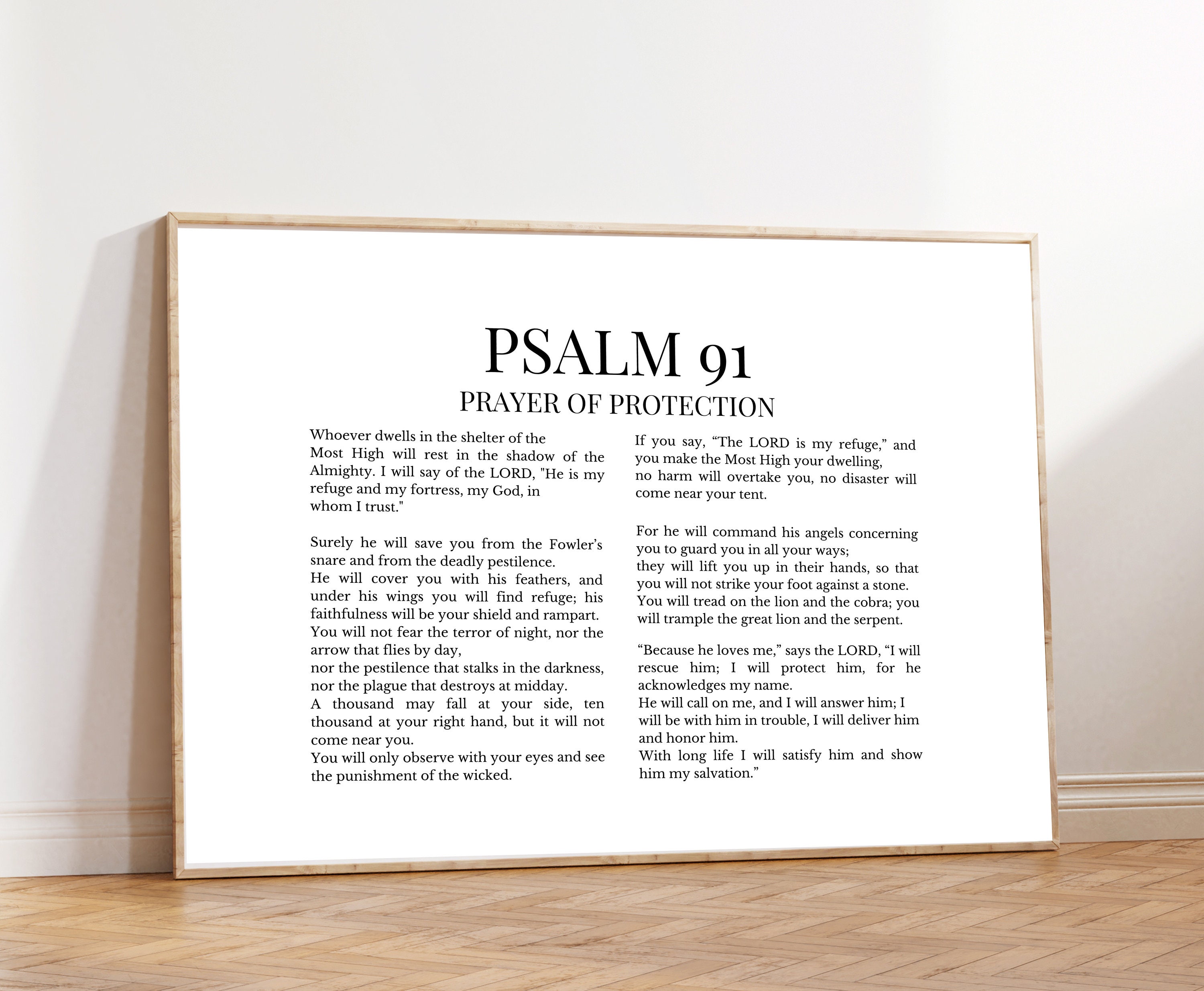Psalm 91 Bible Verse Wall Art Print Psalm Poster Christian Gift Bible ...