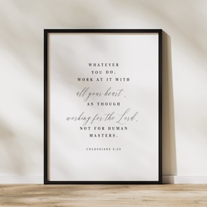 Colossians 3:23 Bible Verse Wall Art Print Scripture Printable Nursery ...