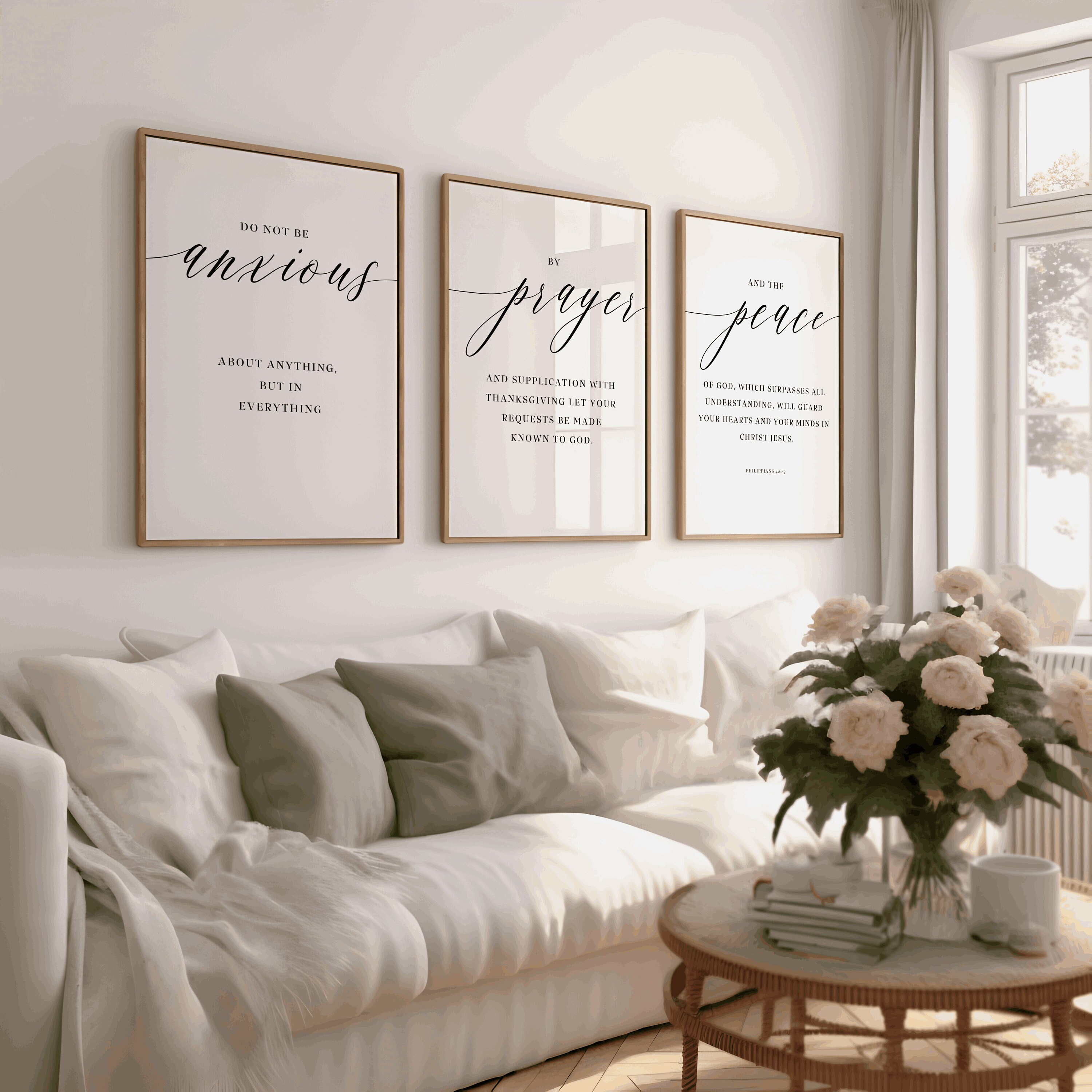 Philippians 4:6-7 Bible Verse Wall Art, Christian Decor, Printable ...