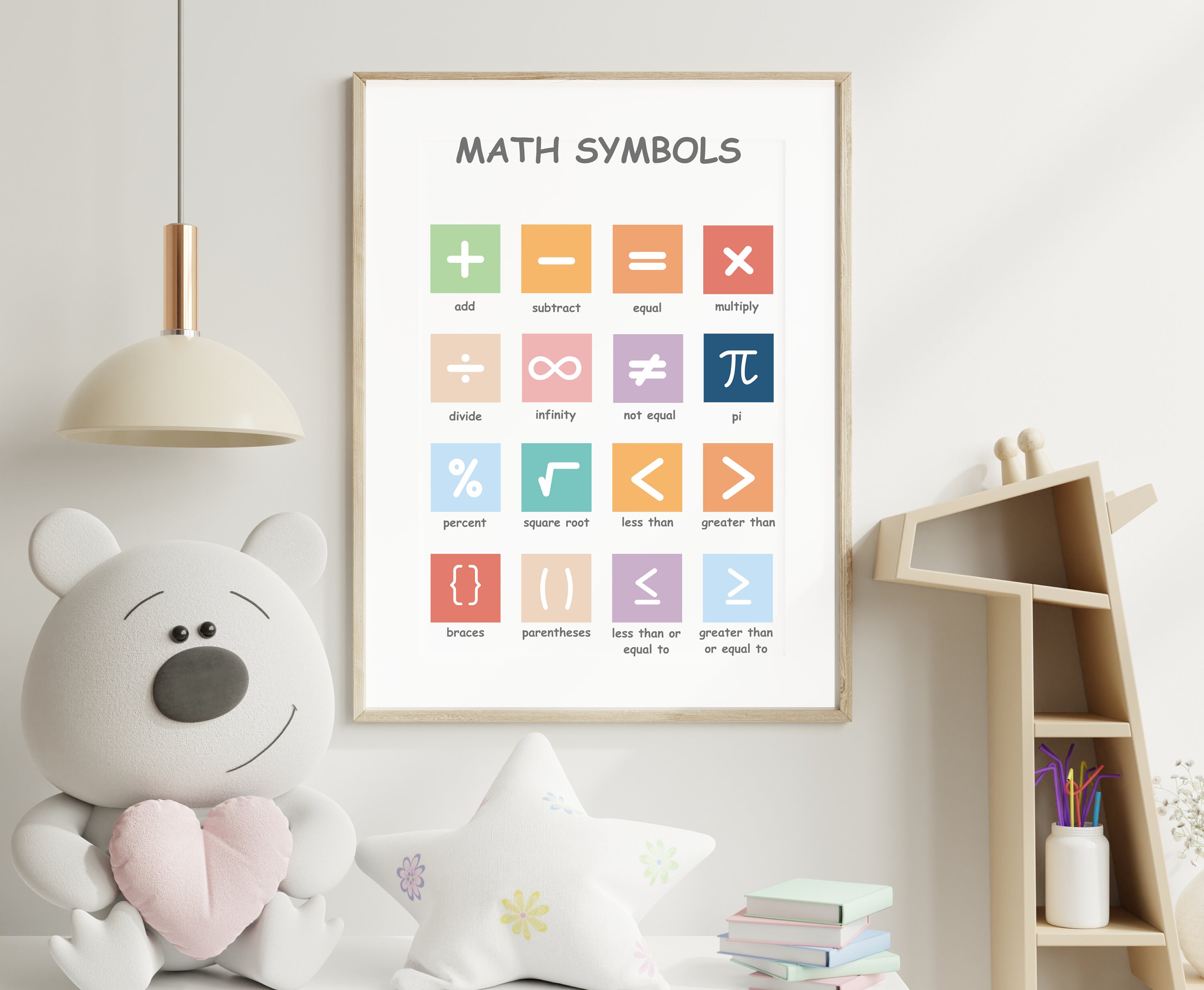 Montessori Playroom Wall Art With Mathematical Symbols Educational Math ...