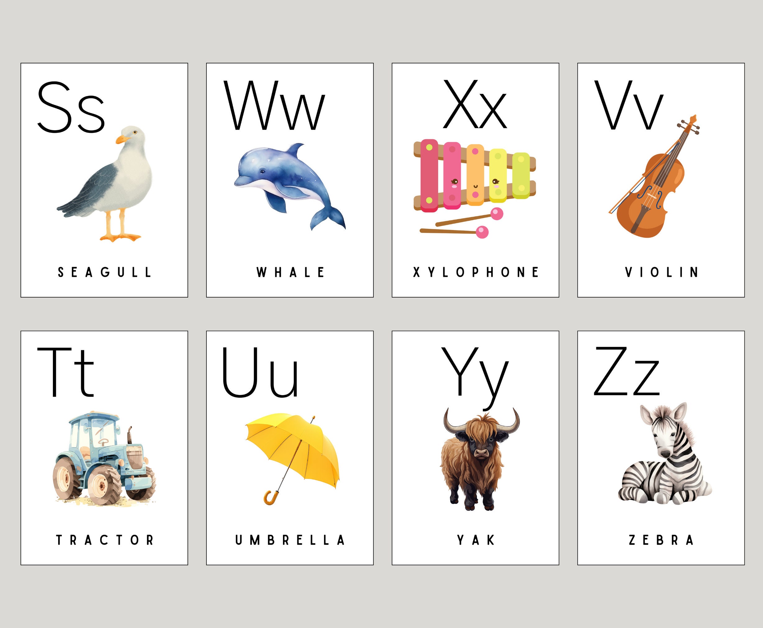 Alphabet Flash Cards, Printable Phonetic Alphabet Montessori Cards ...