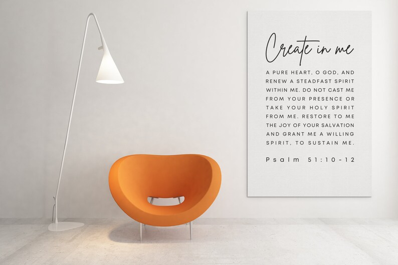 Psalm 51:10-12 Bible Verse Print Minimalist Bible Verse Wall Art ...