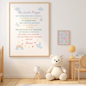 The Lord’s Prayer for Kids – Christian Wall Art, Pastel Rainbow Bible ...