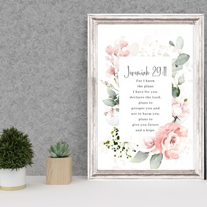 Blossoms of Faith Jeremiah 29:11 Floral Scripture Art Inspirational ...