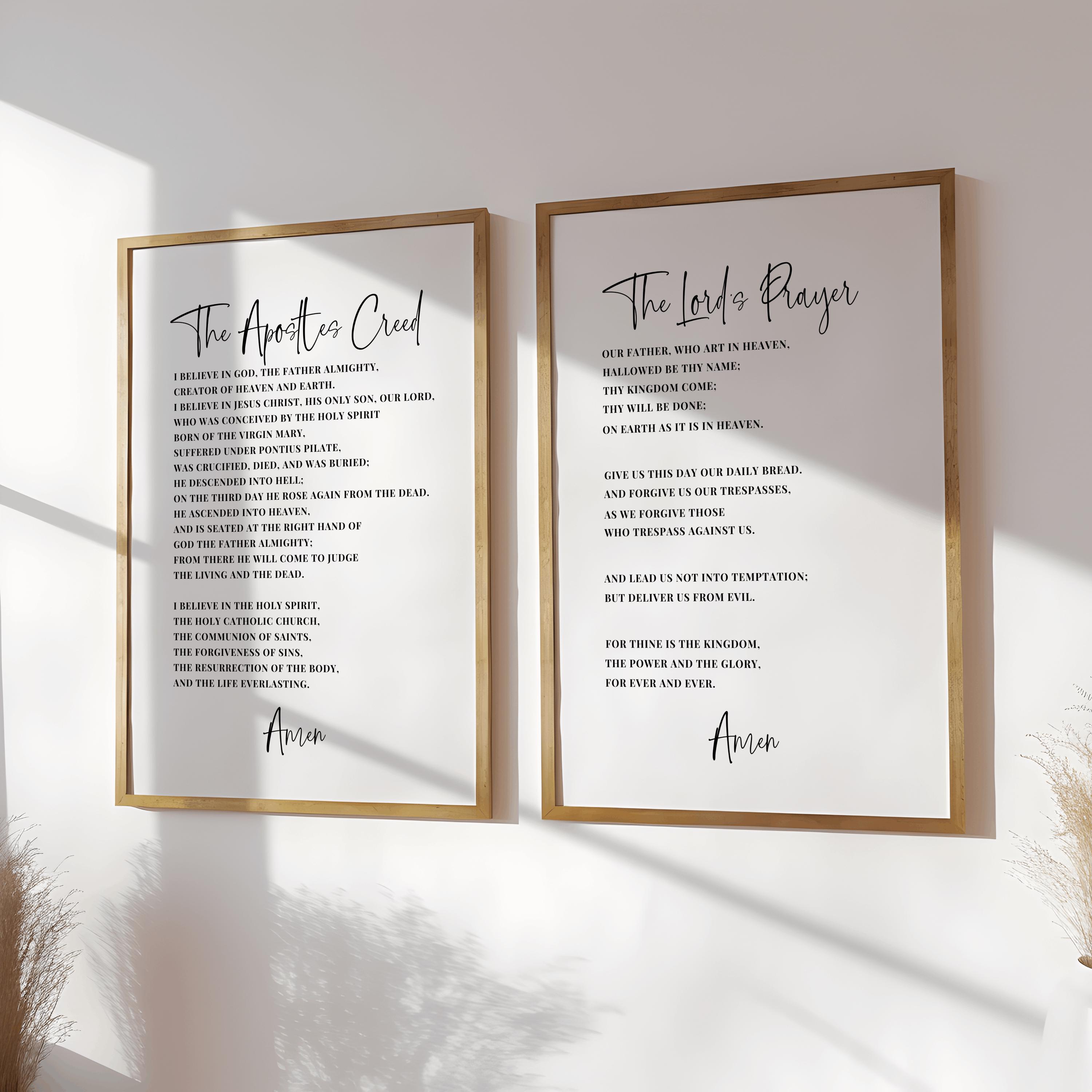 Apostles Creed & Lord's Prayer Print Set: Minimalist Christian Wall Art ...