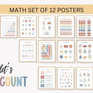 Math Classroom Decor Set Montessori Math Posters Learning Educational ...